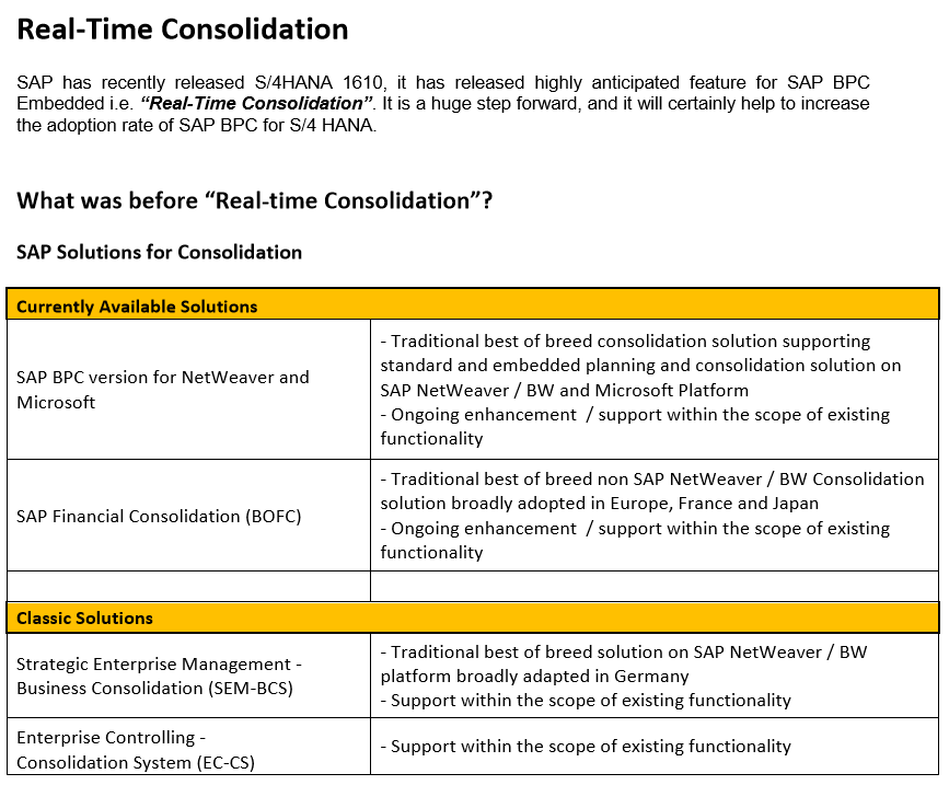 Realtime Consolidation with S/4HANA – starting 1610 – MP's S/4HANA